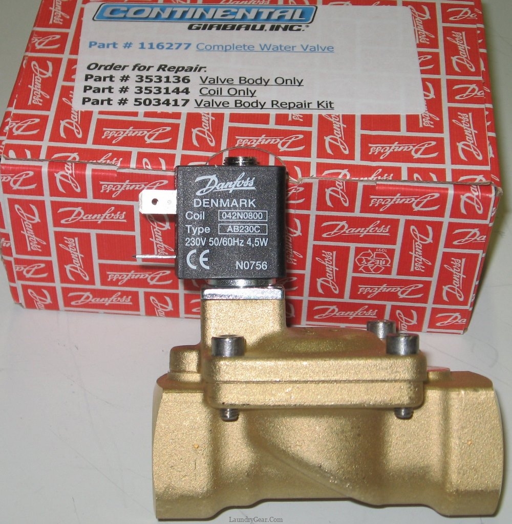 Continental Girbau 116277 Danfoss 3/4" water valve 240 volt